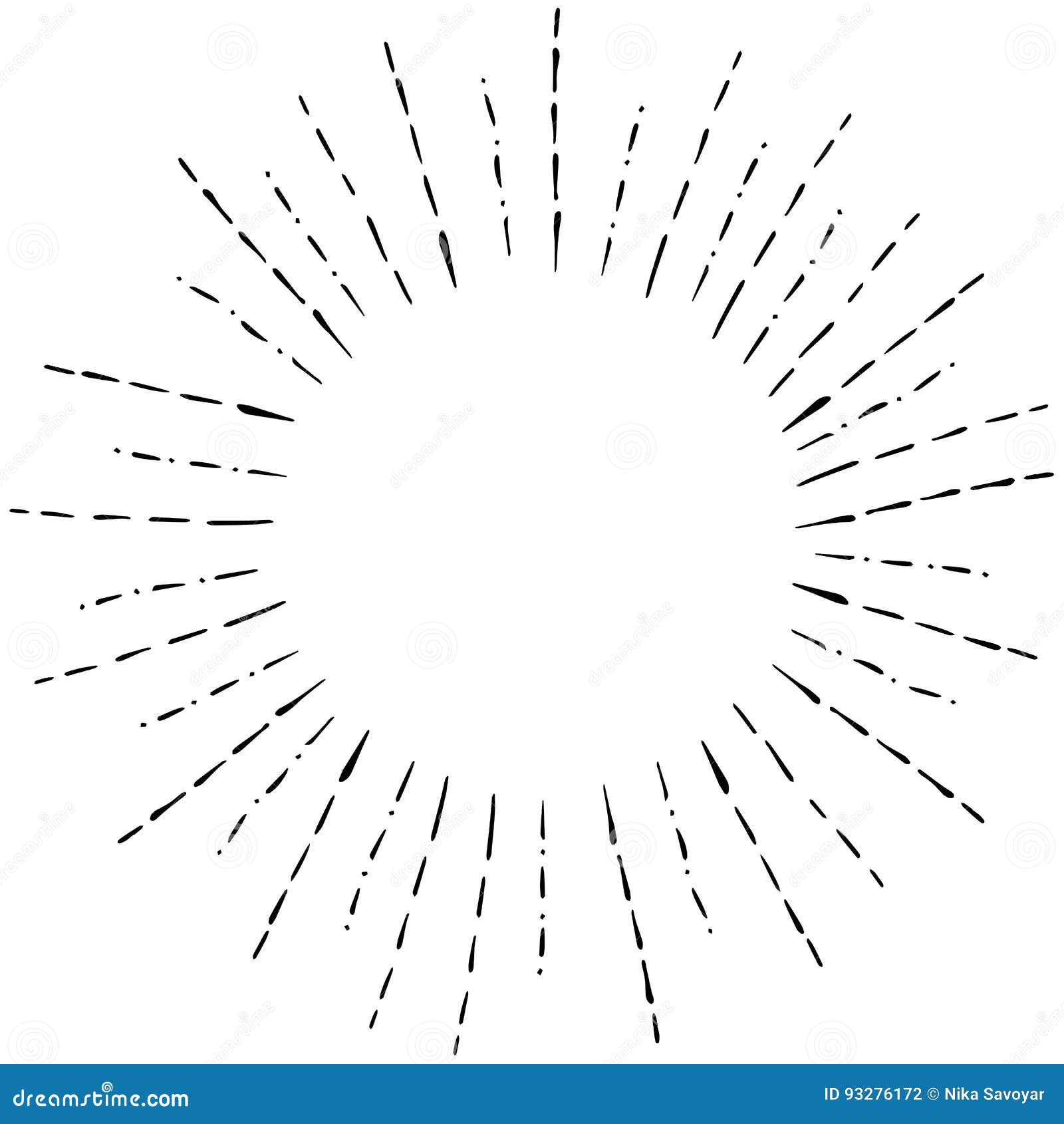 Image of Linear Hand Drawing of Rays of the Sun in Vintage or Hipster ...