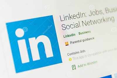 LinkedIn App Icon. Selective Focus. Editorial Photo - Image of screen ...