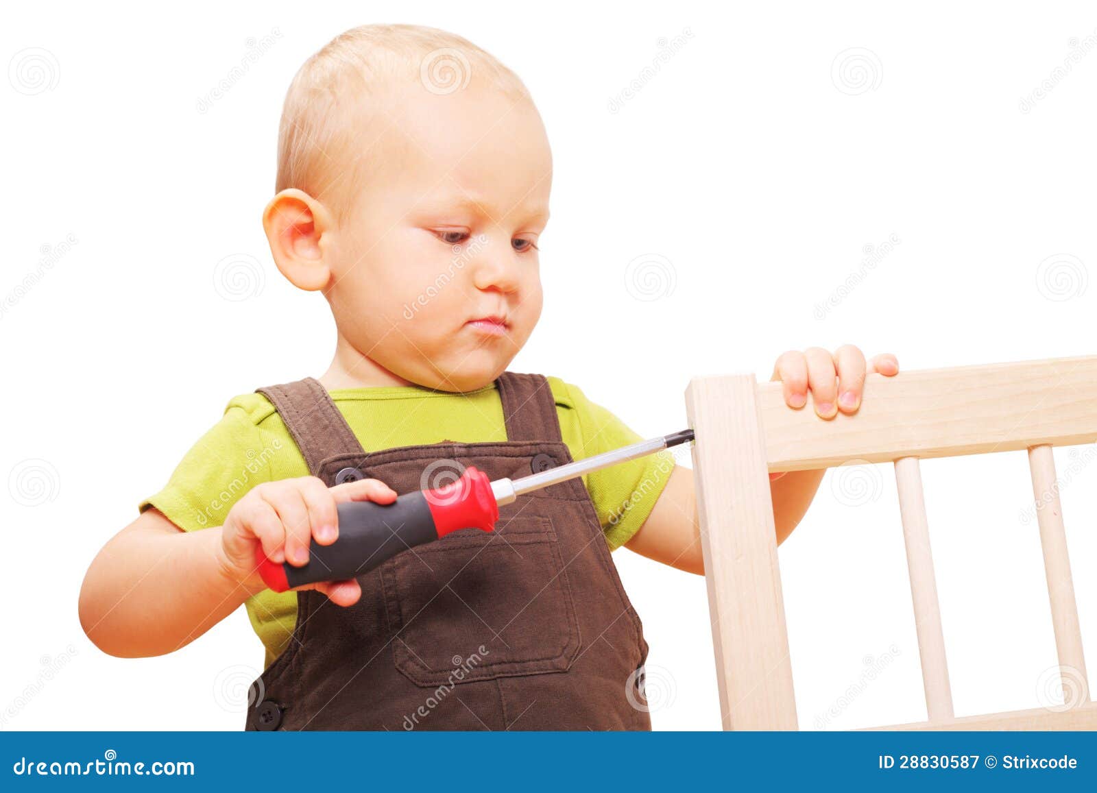 Image of Little Boy Fixing Chair with Screwdriver Stock Image - Image ...