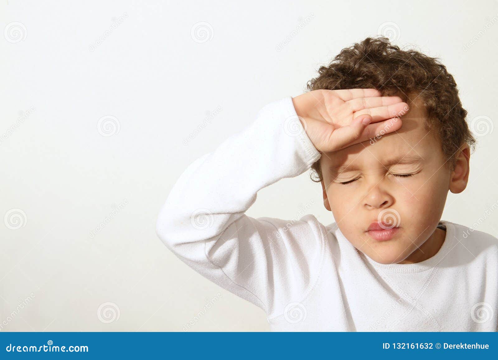 Little Sick Boy Experiencing Headache Stock Photo - Image of alone ...