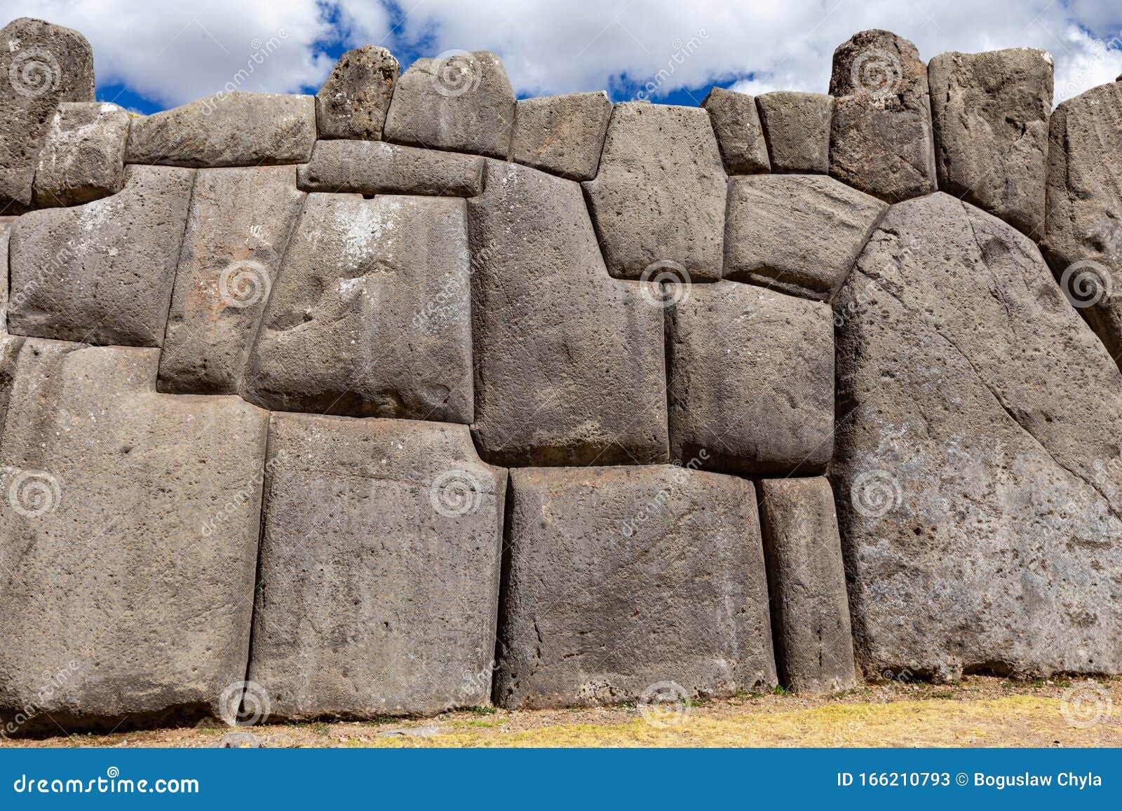 Image of Llamas on a Stone Wall of Sacsayhuaman. Cusco, Peru Stock ...