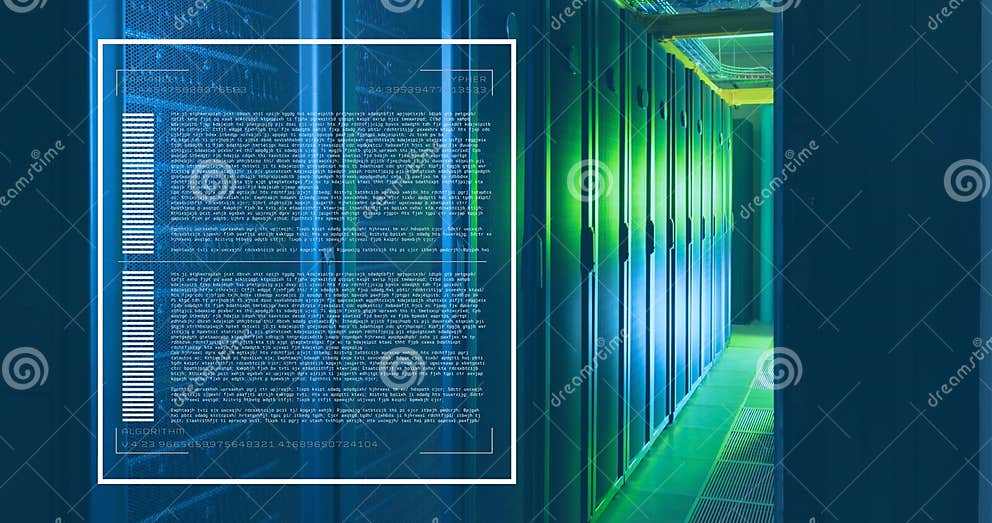 Image of Loading Bars and Computer Language Over Data Server Room Stock ...
