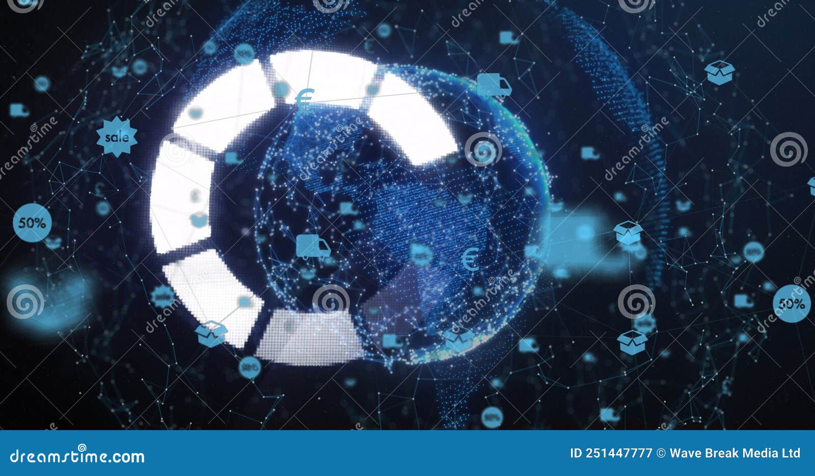 Image of Loading Circle Icon and Network of Connections with Icons Over ...