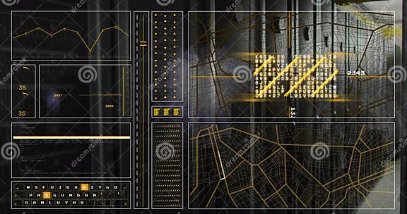 Image of Loading Circles, Changing Numbers, Navigation Pattern, Computer Language on Server Room ...
