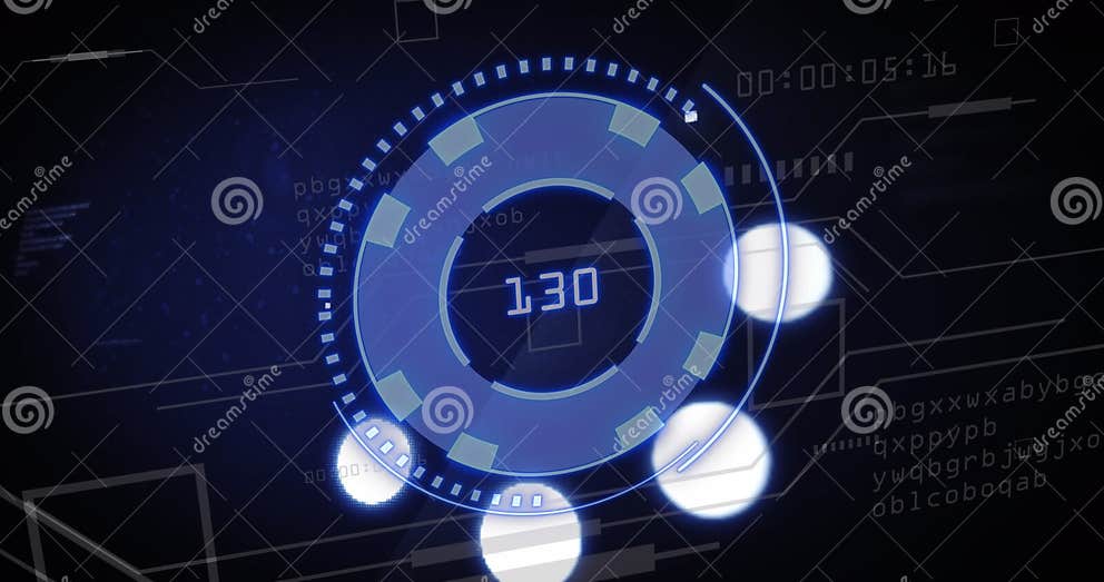 Image of Loading Circles and with Data Processing Over Black Background Stock Photo - Image of ...