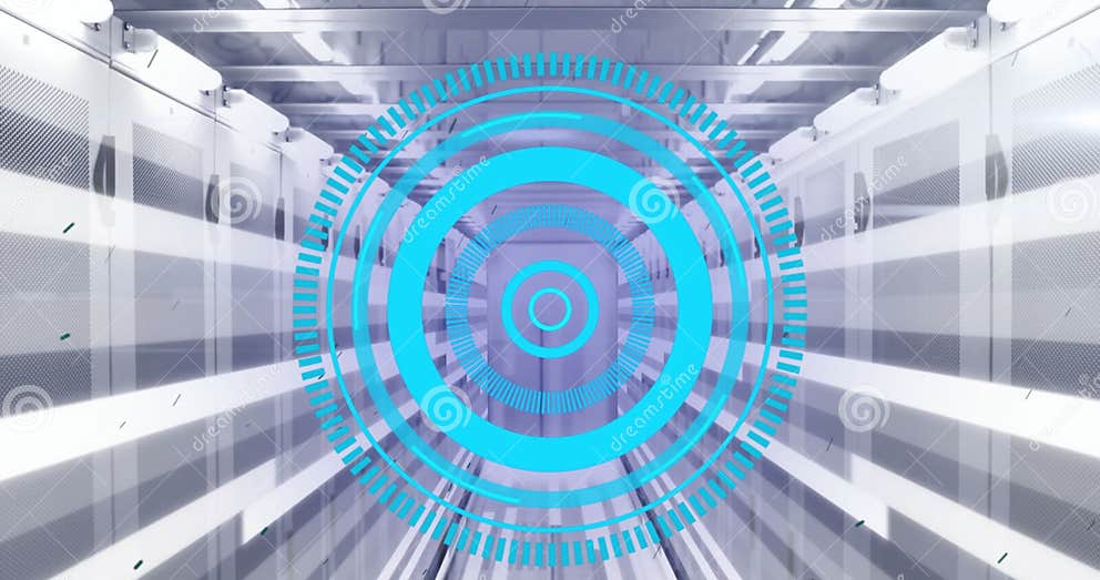 Image of Loading Circles with Illuminated Bars Moving on Server Racks in Data Center Stock ...