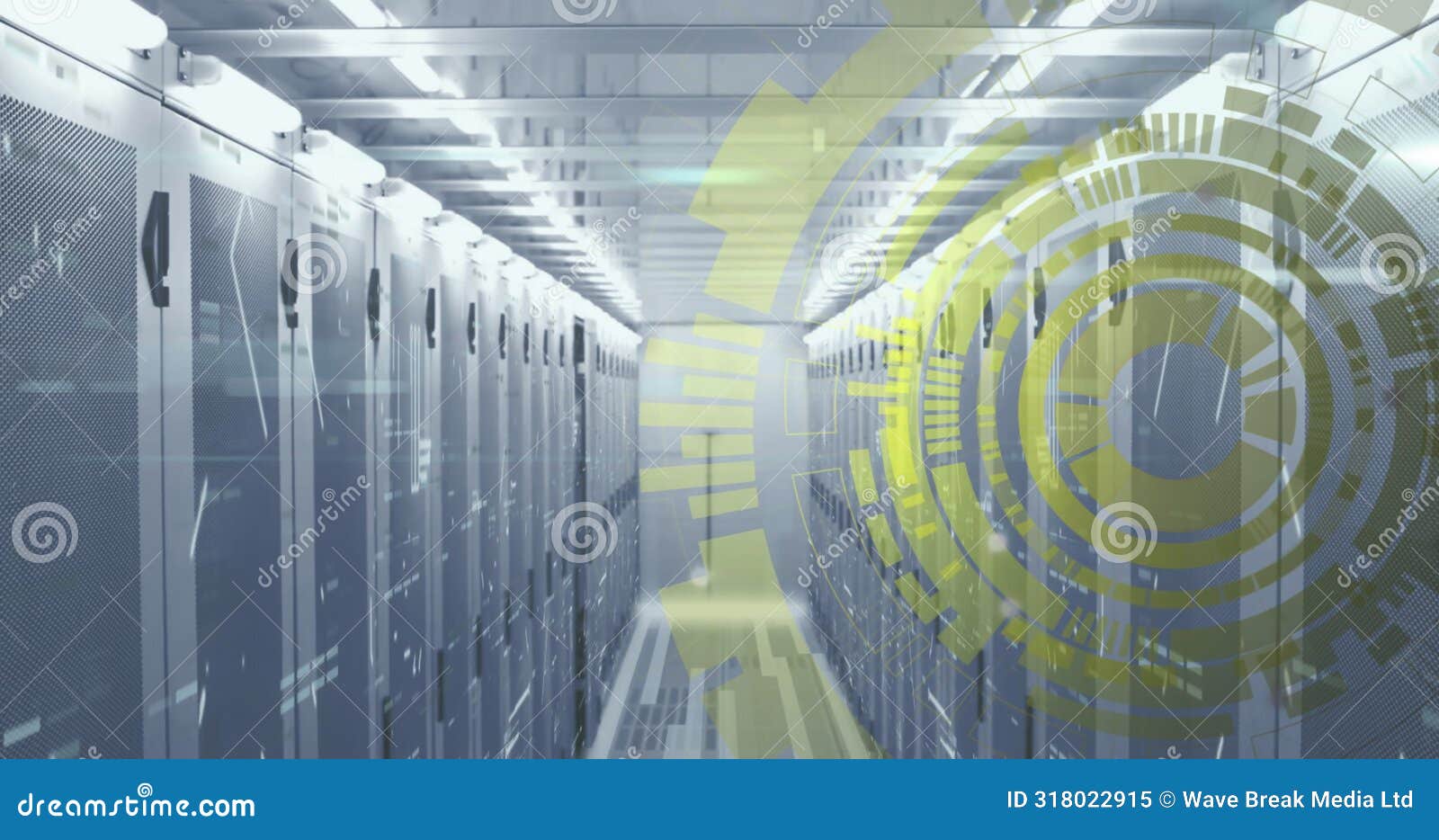Composite Of Of Loading Circle With Map, Database, Soundwaves Over ...
