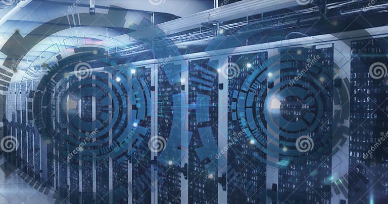 Image of Loading Circles Over Binary Codes on Data Server Racks in ...