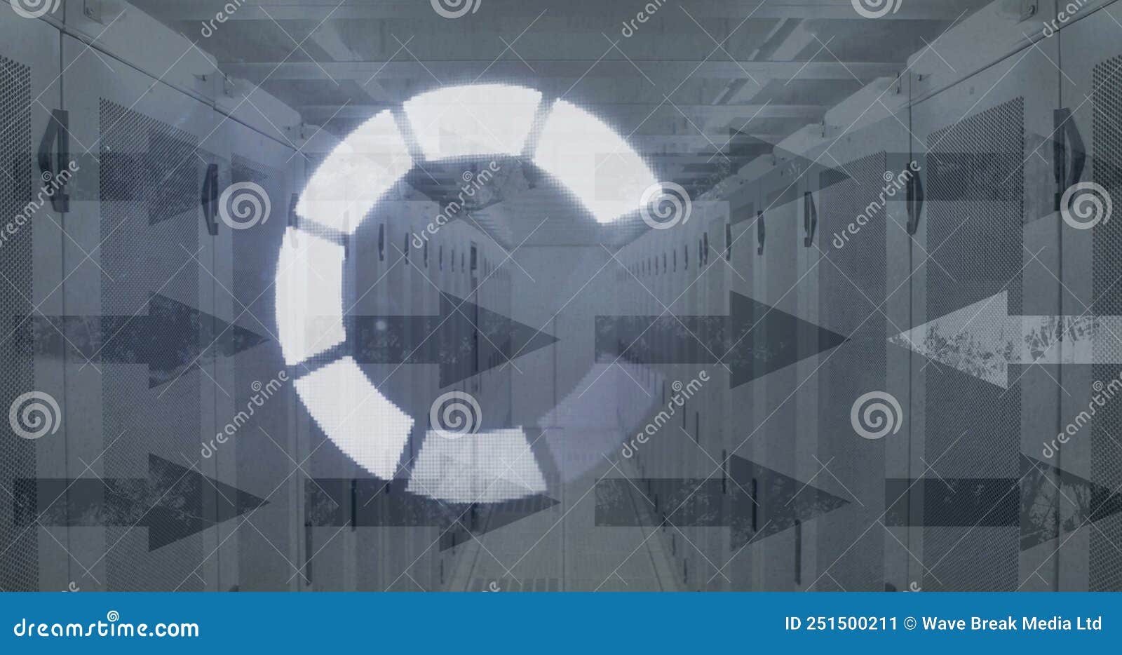 Image of Loading Ring Over Arrows and Server Room Stock Image - Image ...