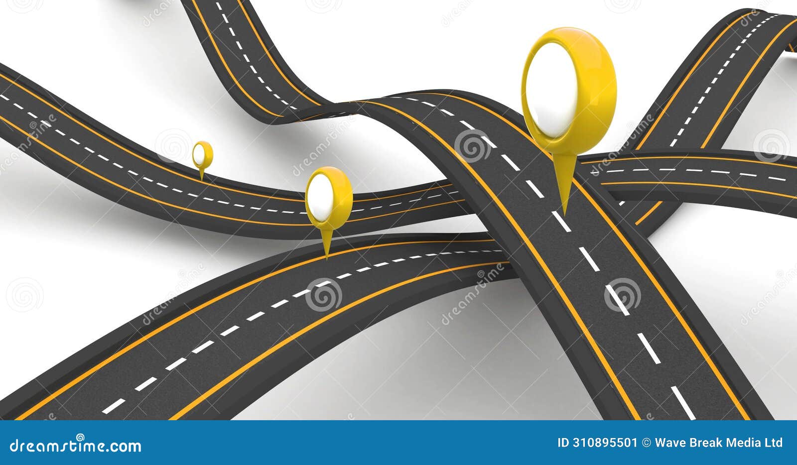 Image of Location Marks Over Roads on White Background Stock Image ...
