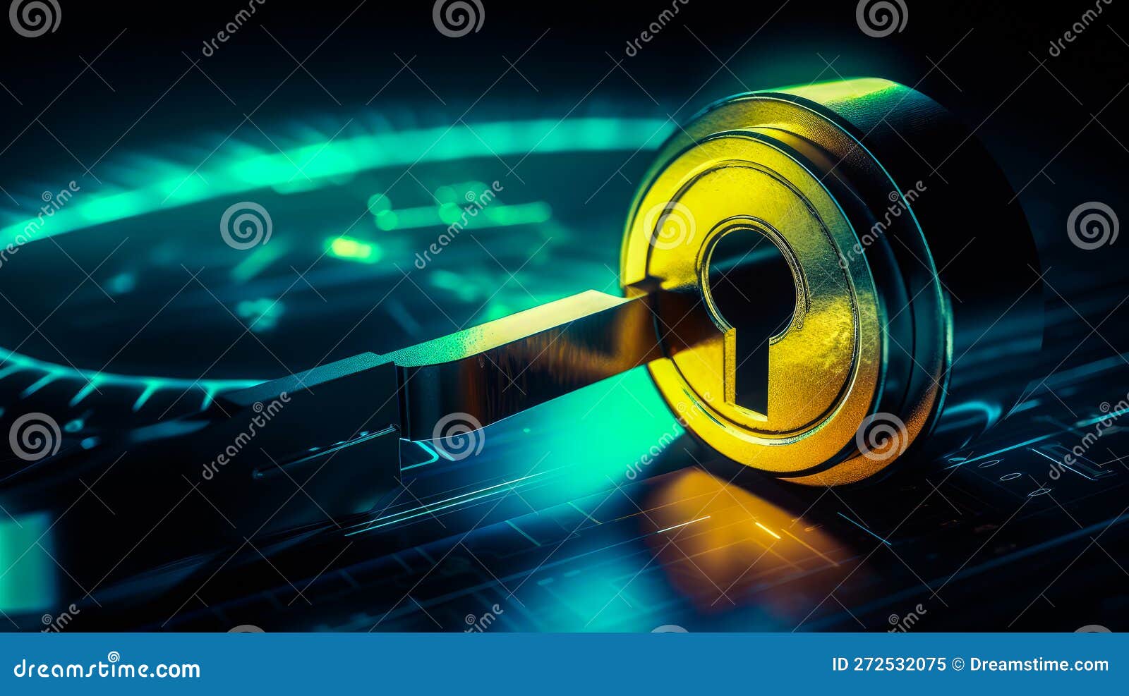 An Image of Lock on Computer Screen. Generative AI Stock Illustration ...