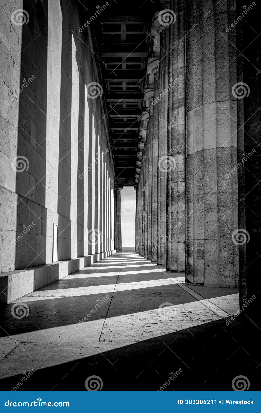 An Image of a Long Corridor with Many Columns in it Stock Image - Image ...