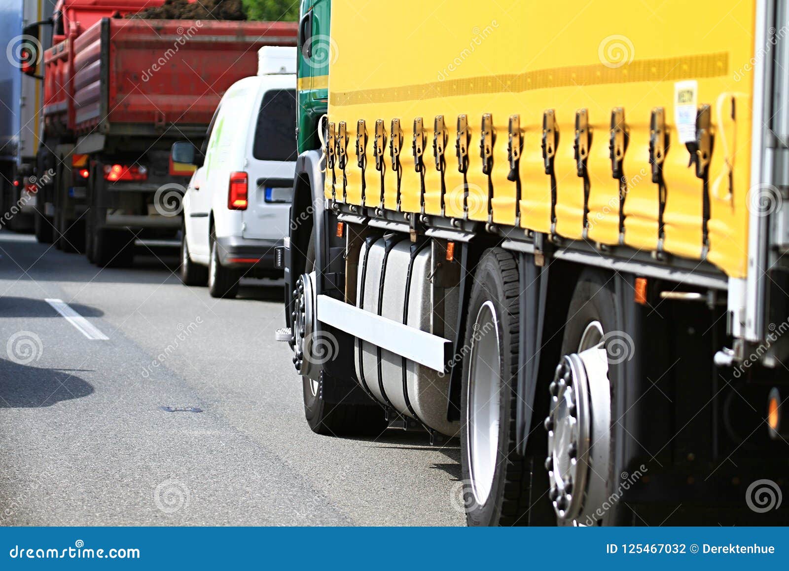 Lorry in a traffic jam stock photo. Image of logistics - 125467032