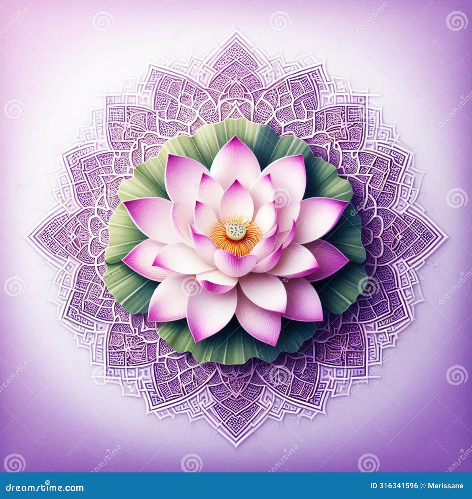 Image of the Lotus Flower Surrounded by a Seamless Islamic Geometric ...