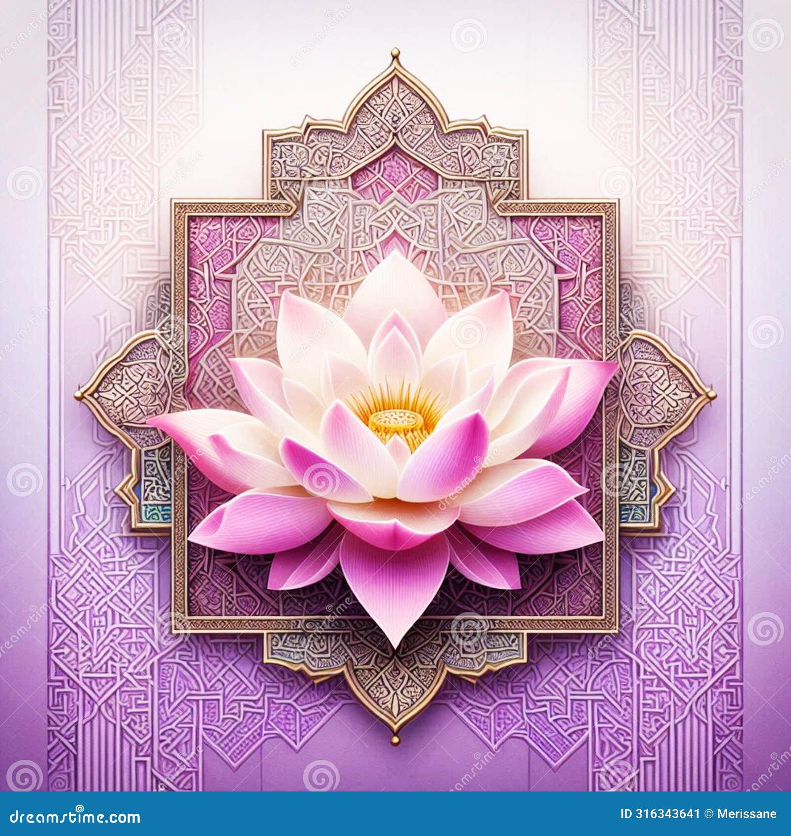 Image of the Lotus Flower Surrounded by a Seamless Islamic Geometric ...