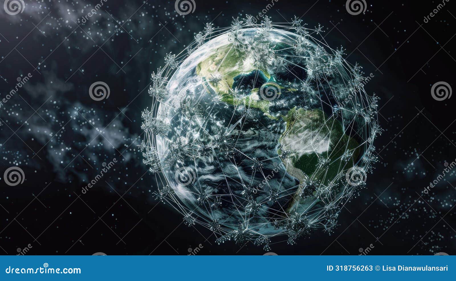 Image of Lush Planet with Orbital Stock Illustration - Illustration of ...
