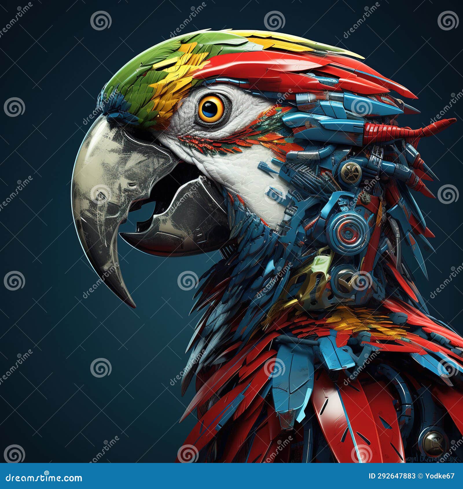 Image of a Macaw Parrot Head Modified into a Electronics Robot ...