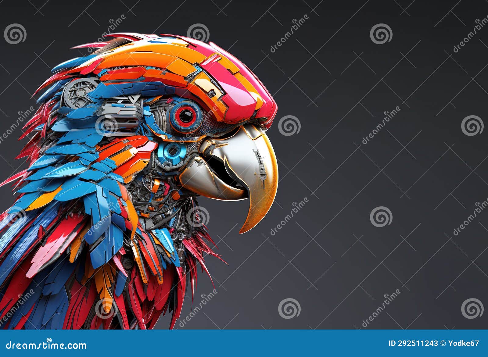 Image of a Macaw Parrot Head Modified into Electronics Robot. Wildlife ...