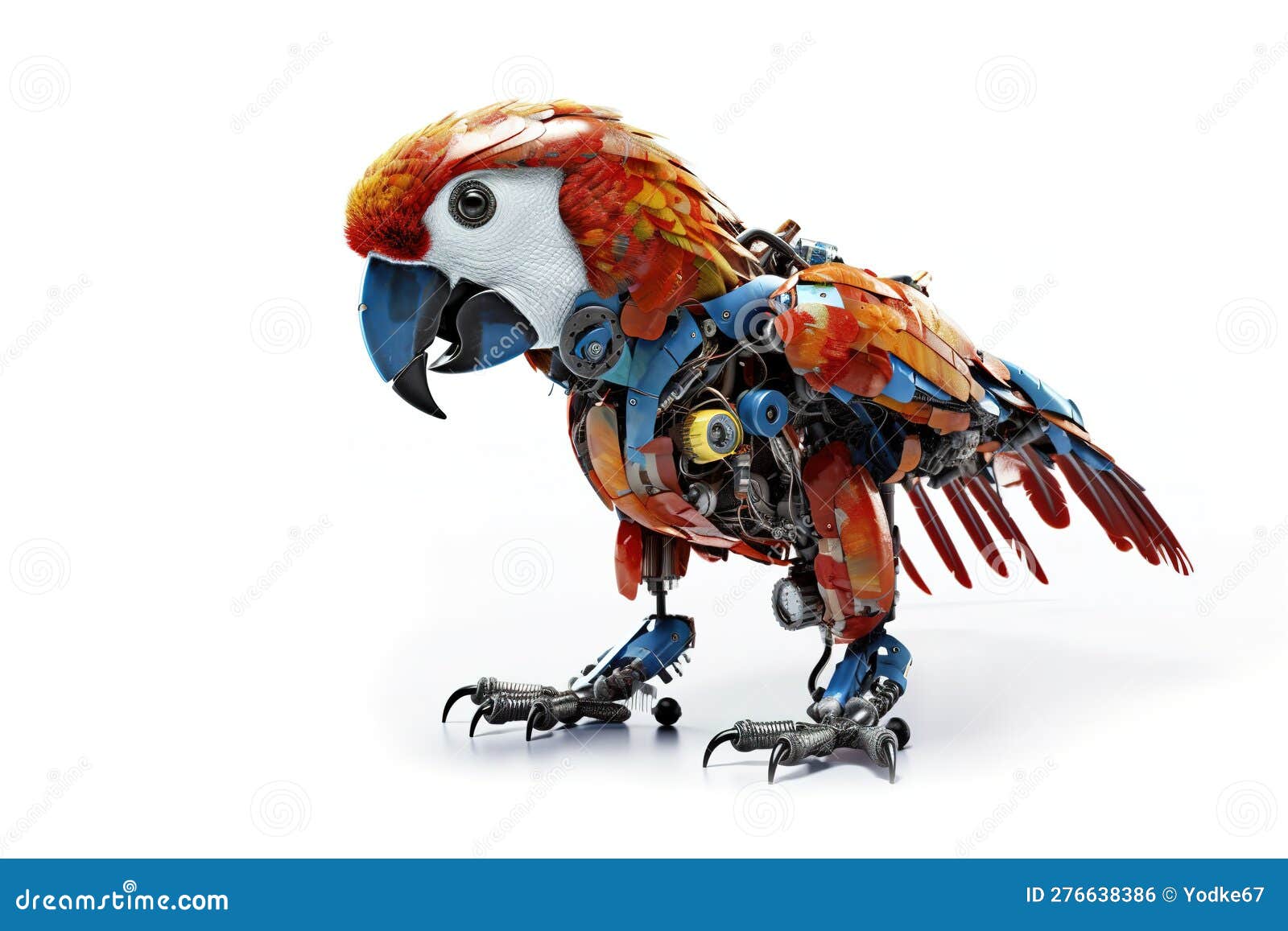 Image of a Macaw Parrot Modified into a Electronics Robot on a White ...
