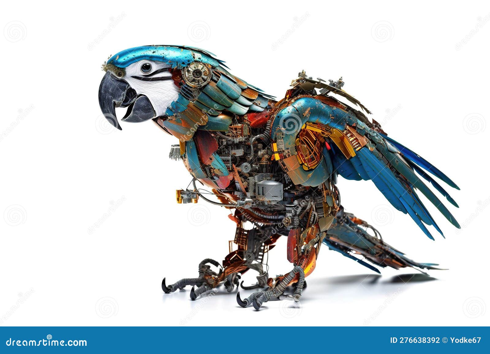 Image of a Macaw Parrot Modified into a Electronics Robot on a White ...