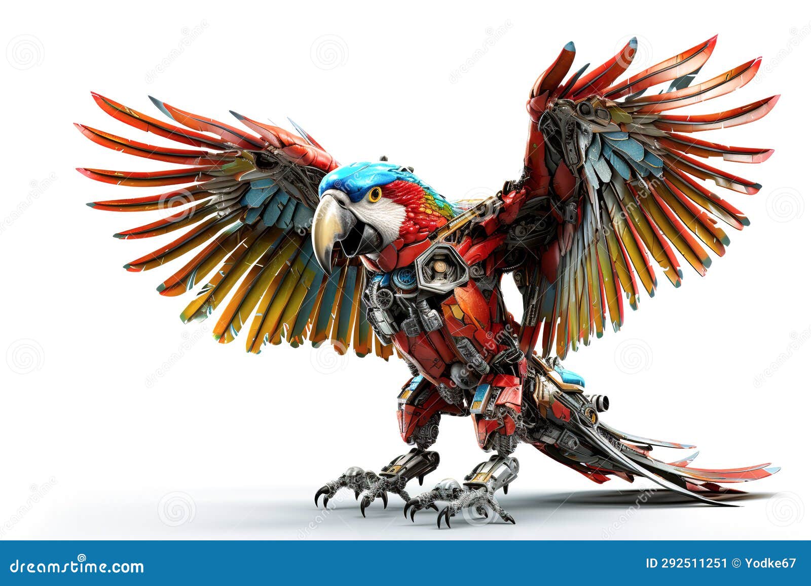 Image of a Macaw Parrot Modified into an Electronics Robot on a White ...