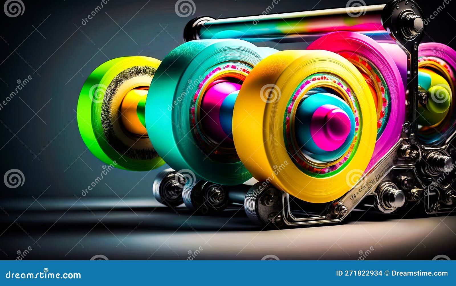 An Image of Machine with Colorful Wheels. Generative AI Stock Photo ...