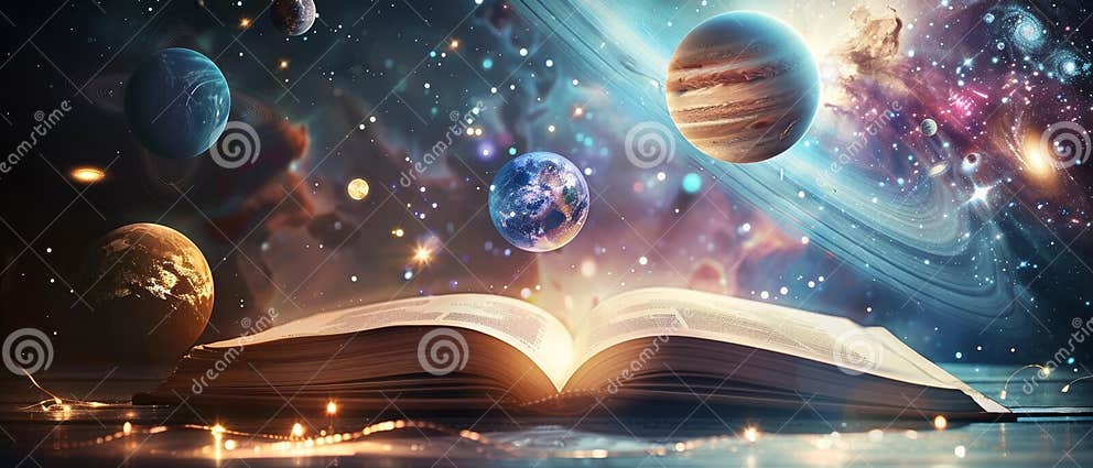 An Image of a Magic Book with Planets and Galaxies. NASA Provided ...