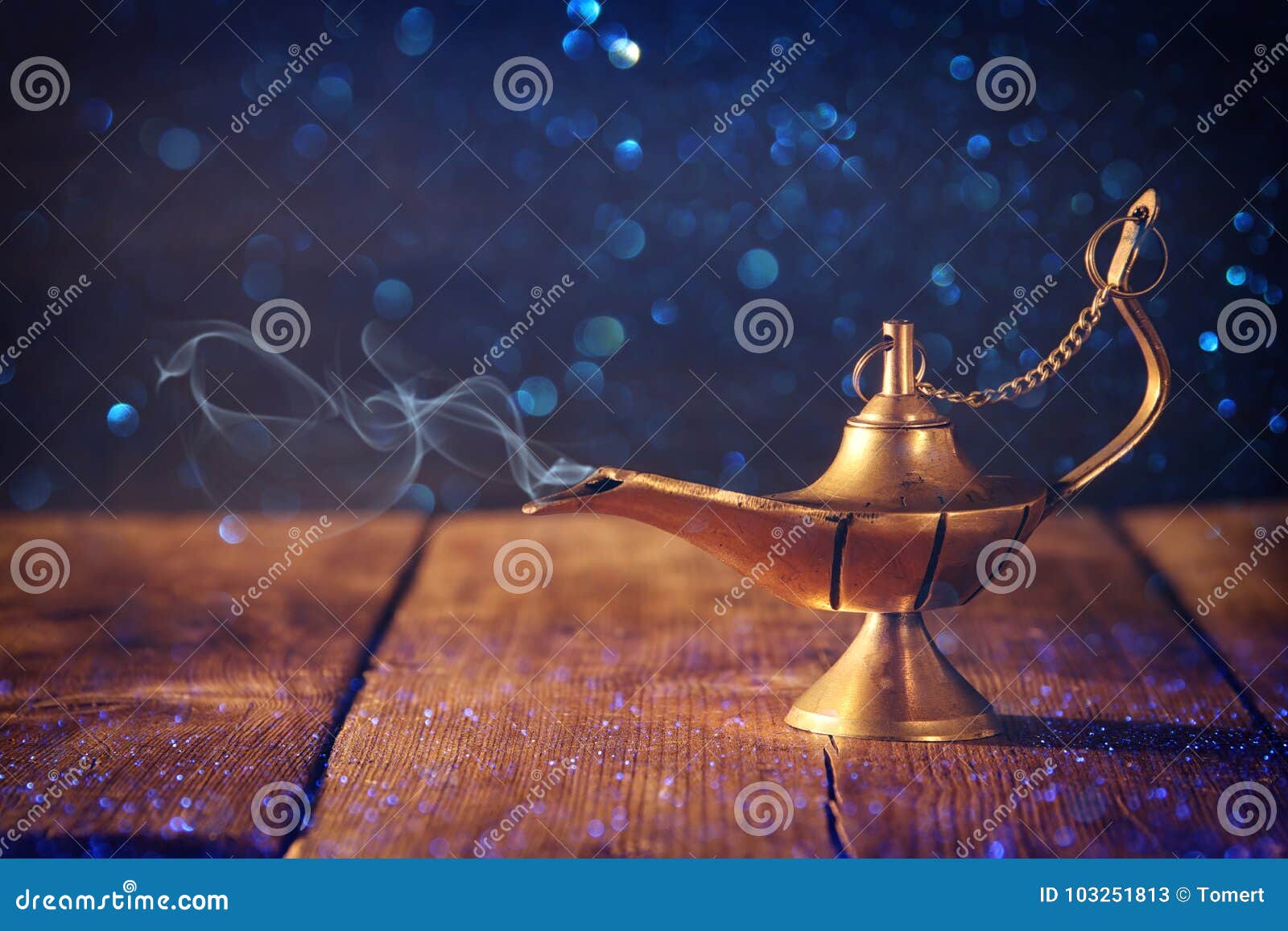 Image of Magical Aladdin Lamp with Glitter Smoke. Lamp of Wishes. Stock ...