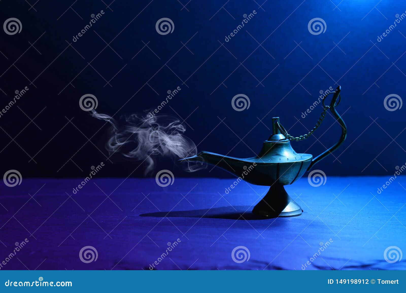 Image of Magical Mysterious Aladdin Lamp with Smoke. Dark Background ...