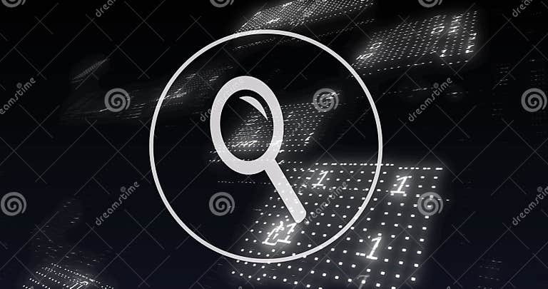Image of Magnifying Glass Digital Icon, Binary Coding and Data Processing Stock Illustration ...