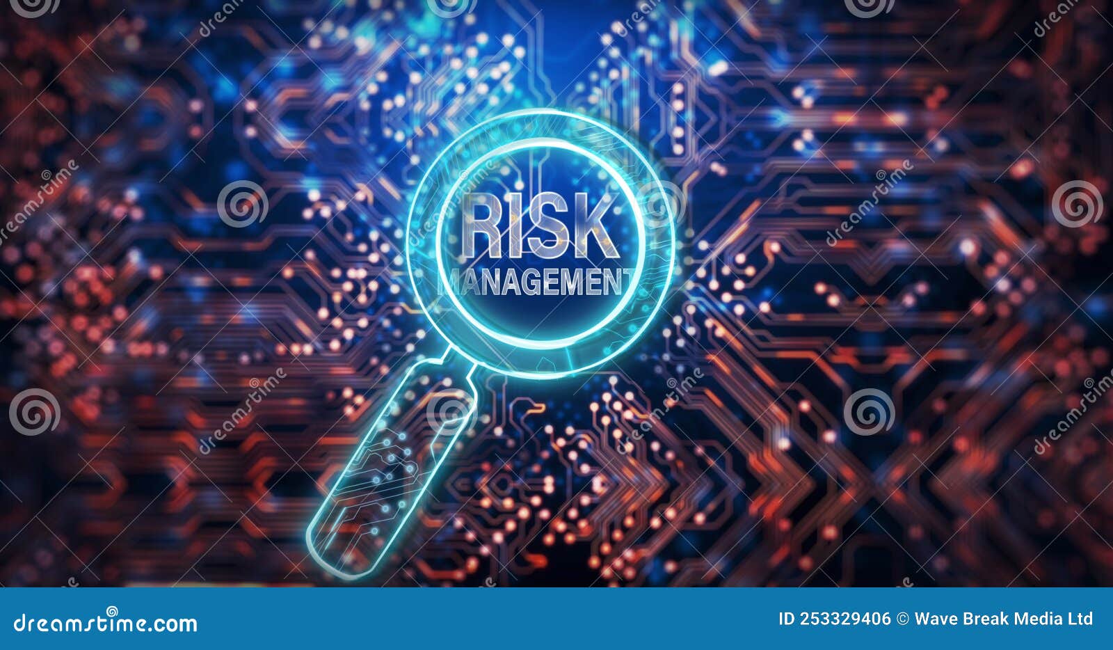 Image of Magnifying Glass with Risk Management Text Over Computer ...