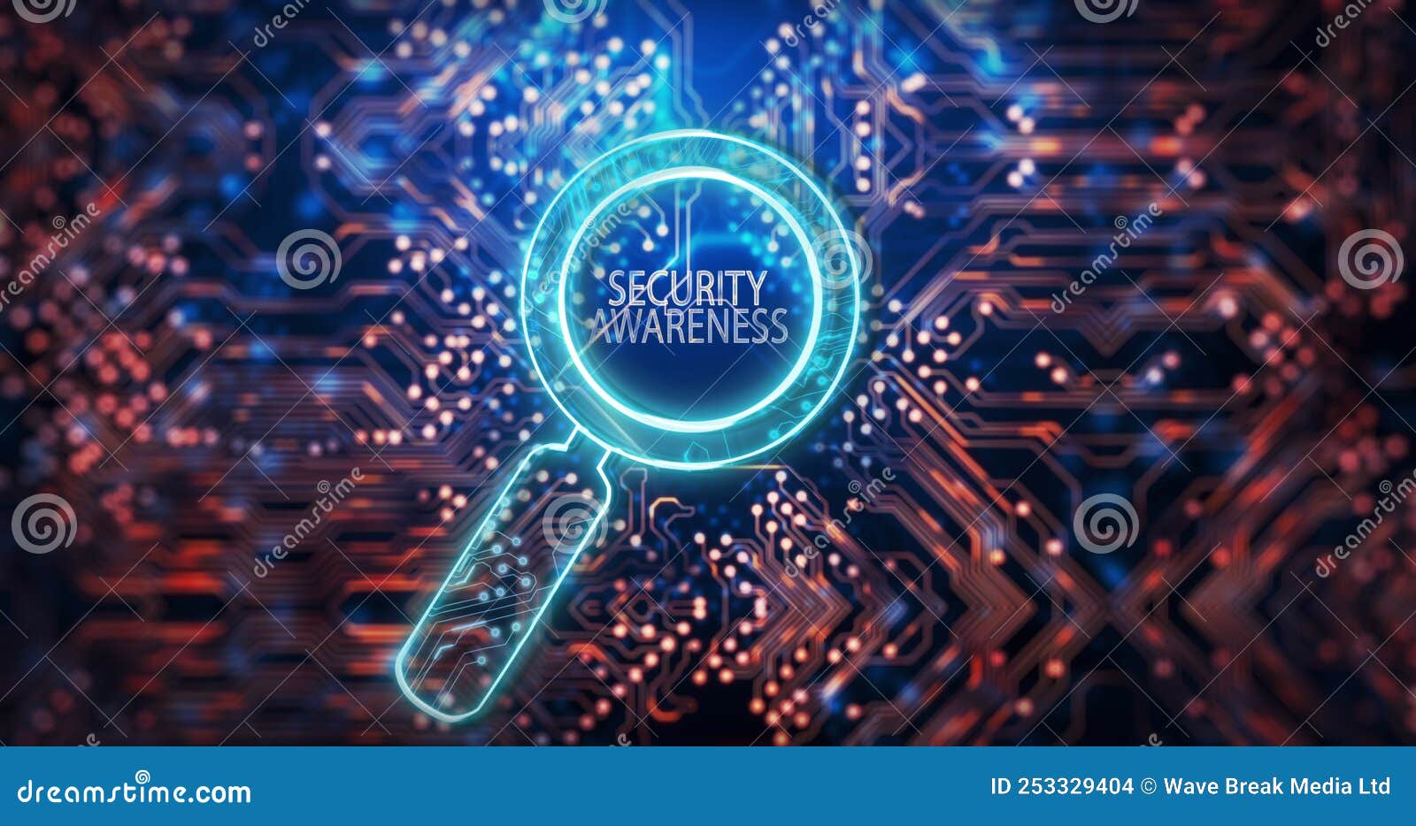 Image of Magnifying Glass with Security Awareness Text Over Computer ...