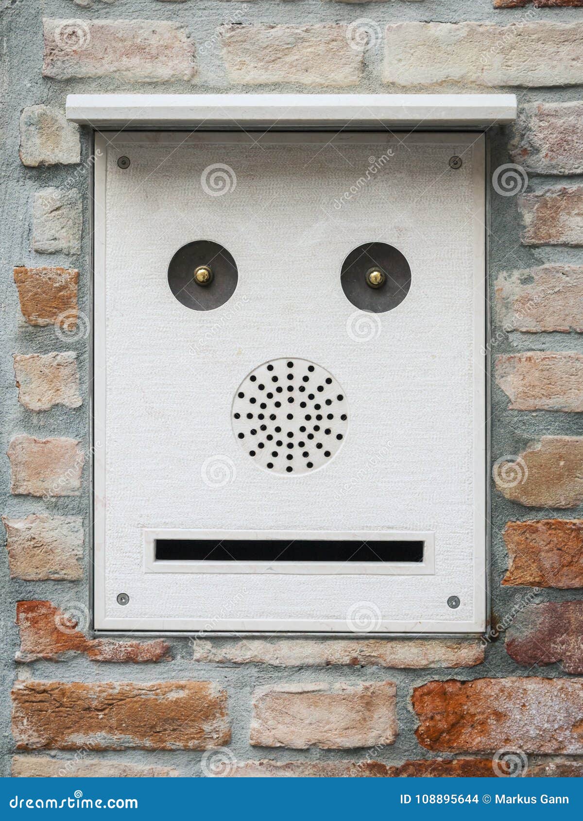 A mailbox like a face stock photo. Image of doorbell - 108895644