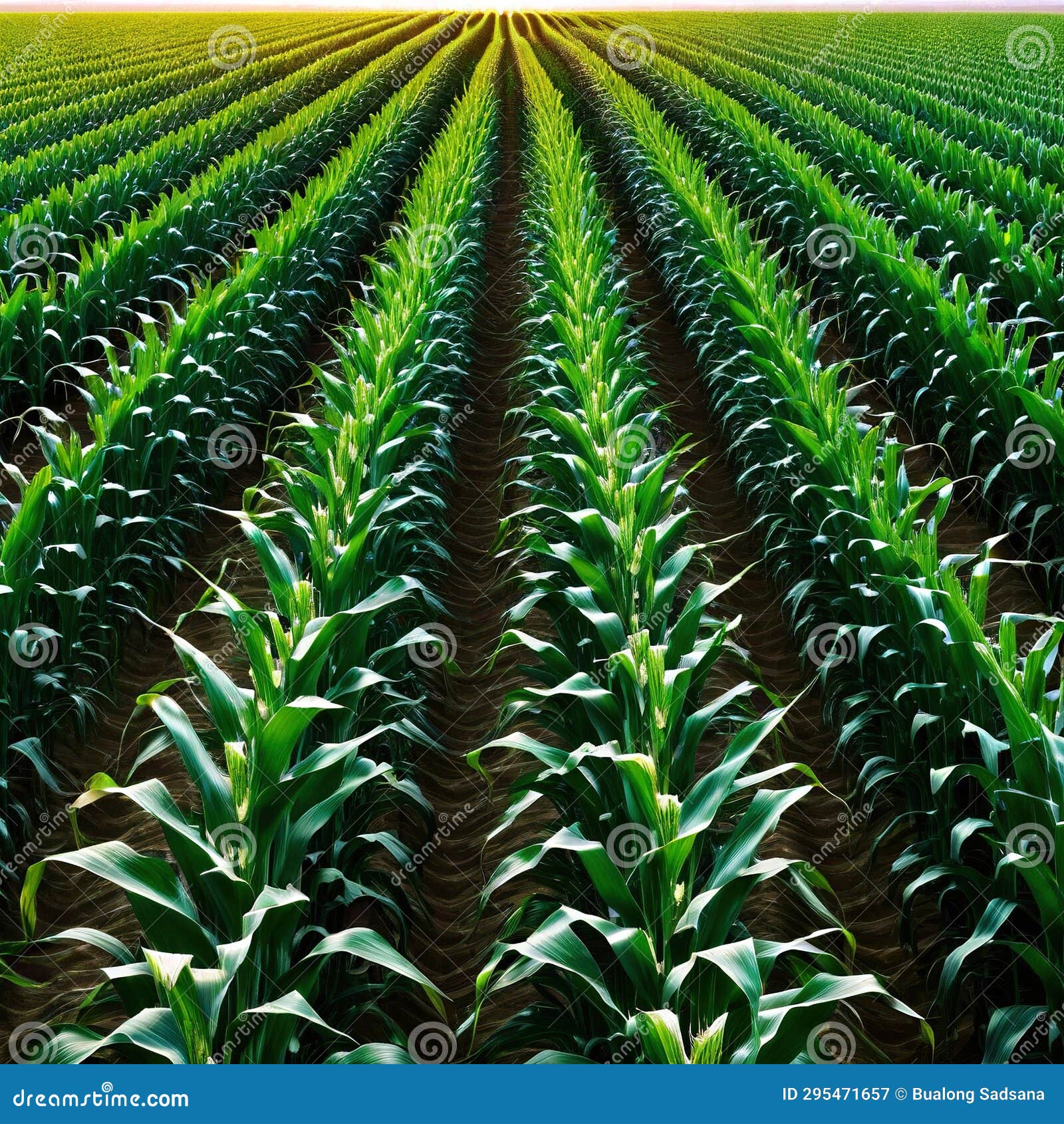 Image of Maize Field during with Rows of Tall Corn Stalks Swaying in ...