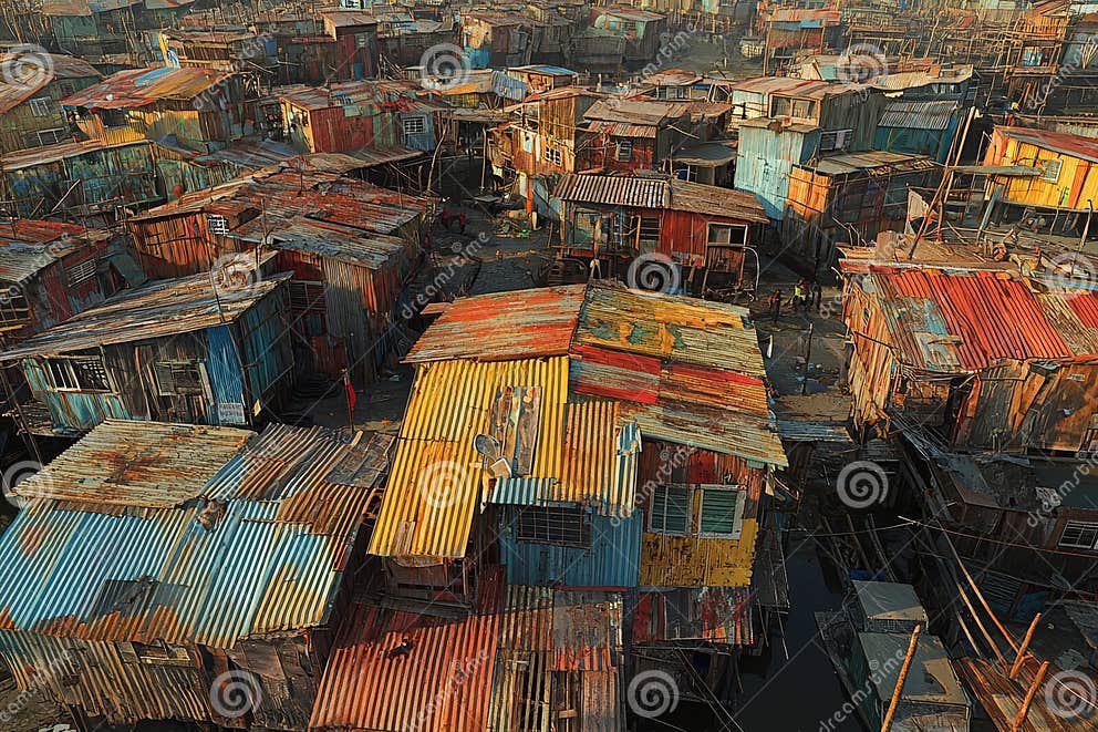 An Image of Makeshift Shacks in a Slum in Poor Cities Stock ...