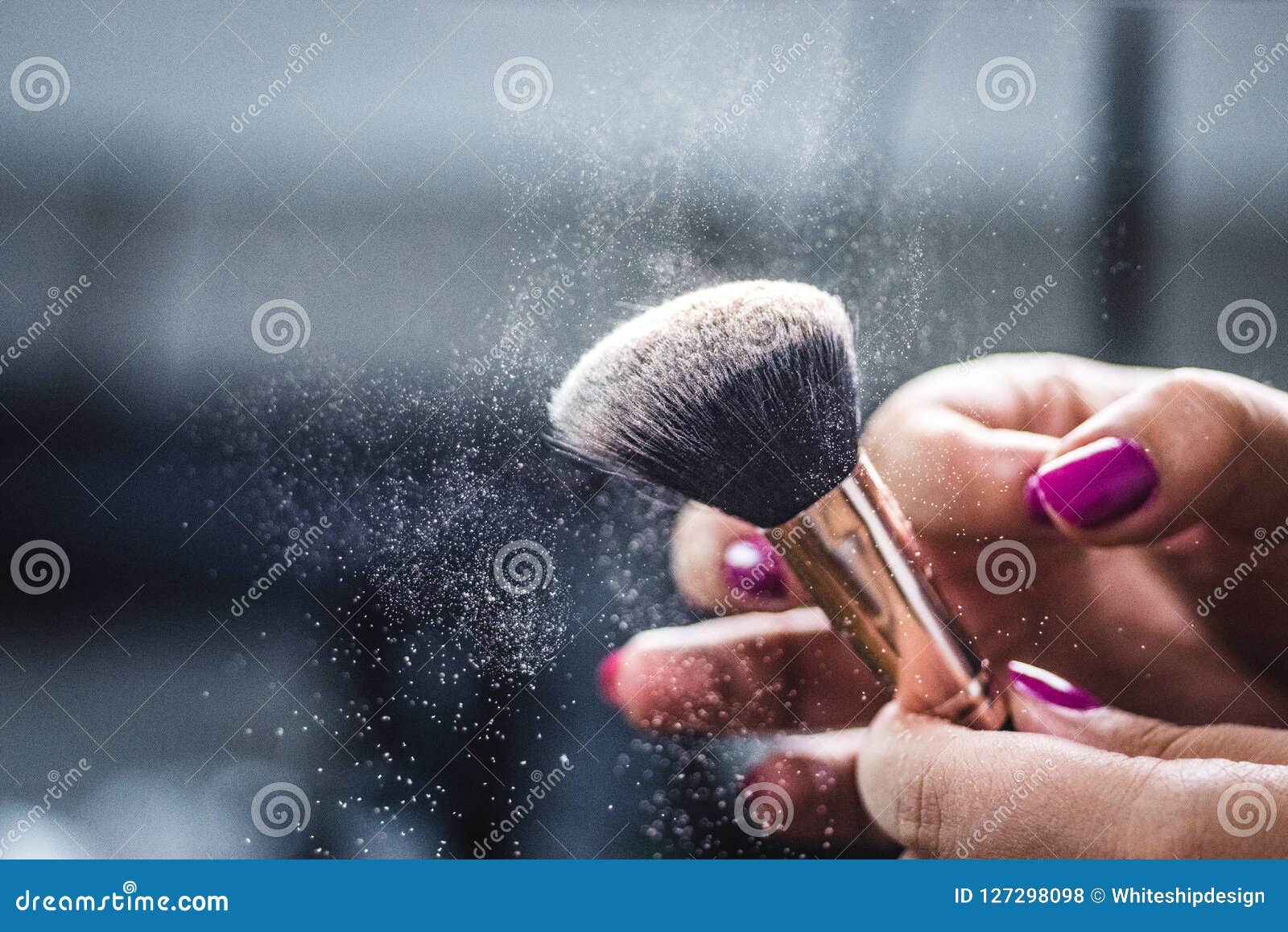 Flying Particles of Make-up Powder Stock Photo - Image of face, dynamic ...
