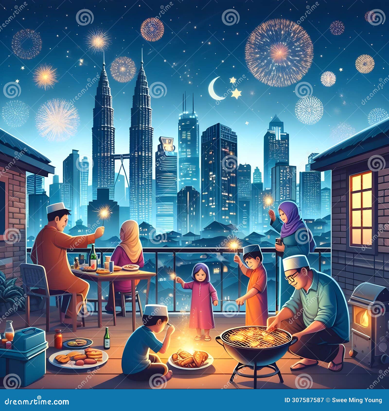 Image Of Malay Folks Celebrating Hari Raya Aidilfitri In Their ...