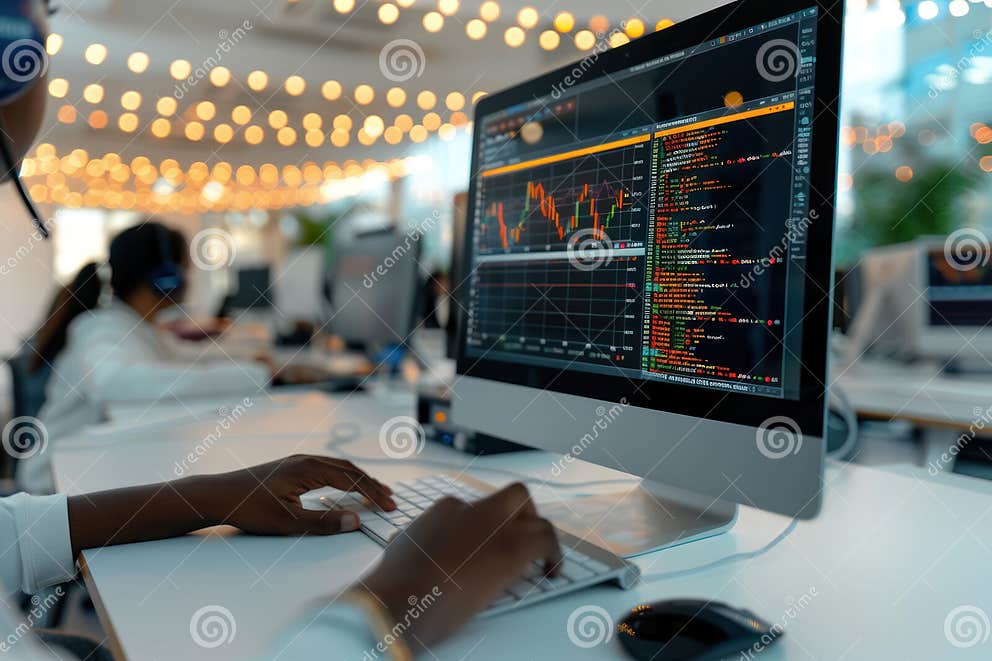 Male Analyst Using Computer for Predictive Business Analytics in Office ...