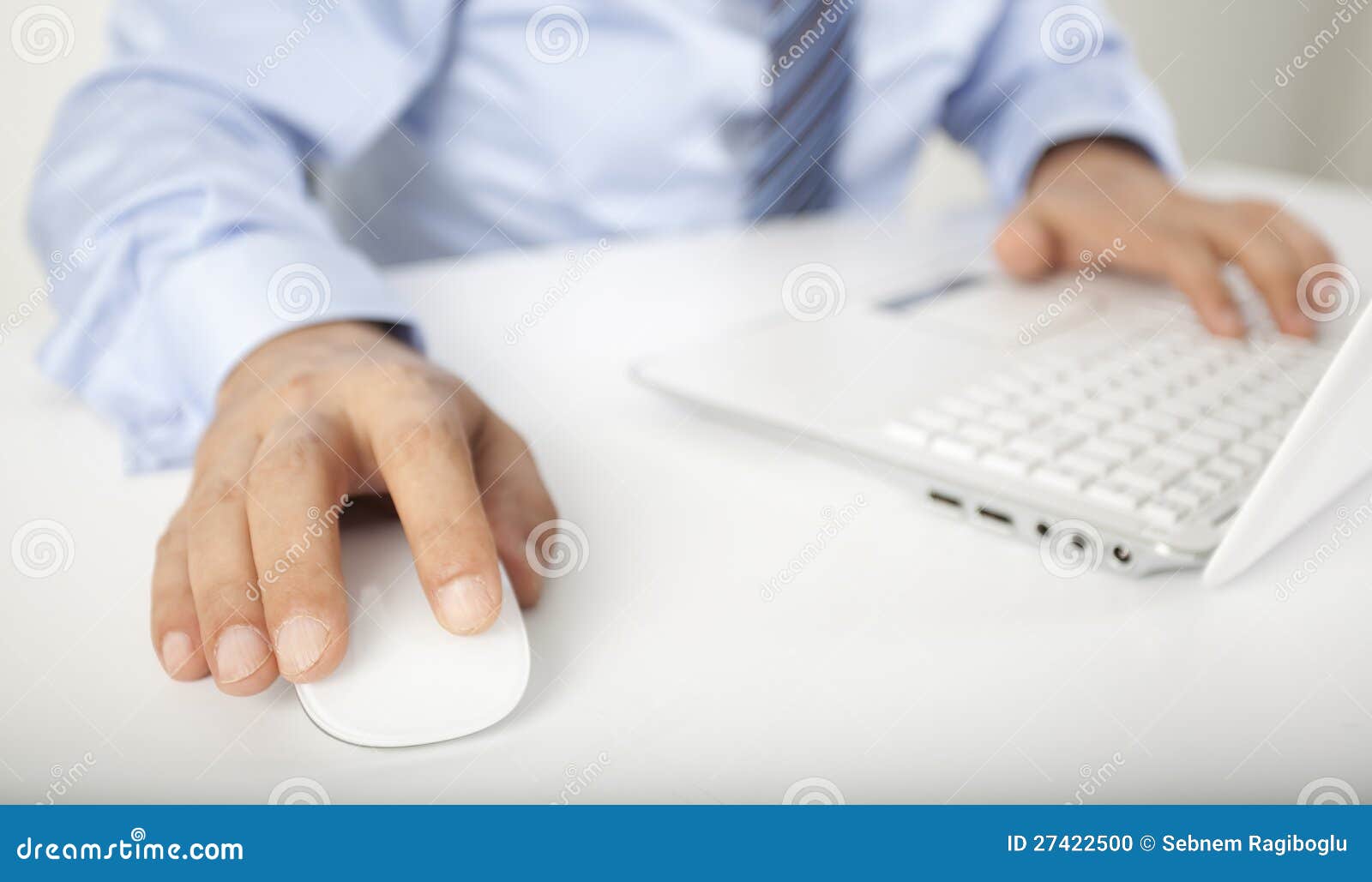 Image of Male Hand Touching Computer Mouse and Key Stock Photo - Image ...