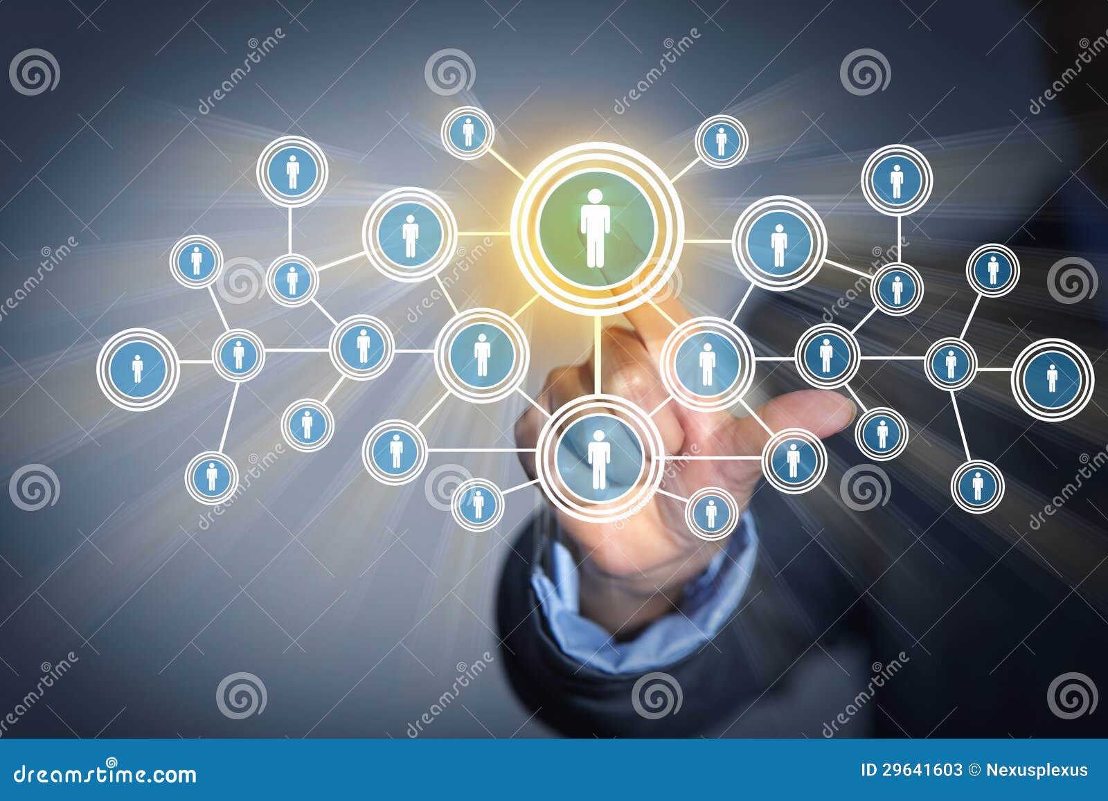 Image of Male Touching Icon of Social Network Stock Image - Image of ...