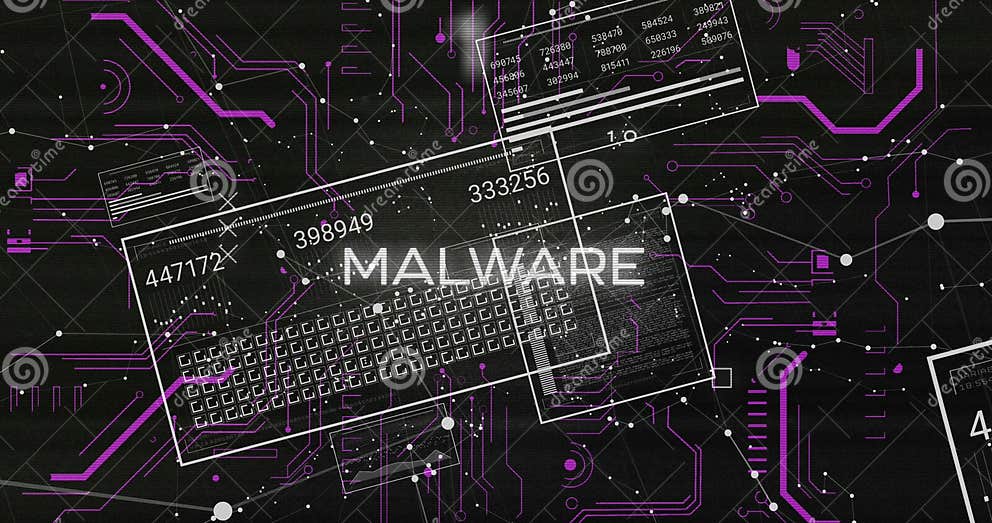 Image of Malware Text, Binary Codes, Loading Bars, Changing Numbers on ...