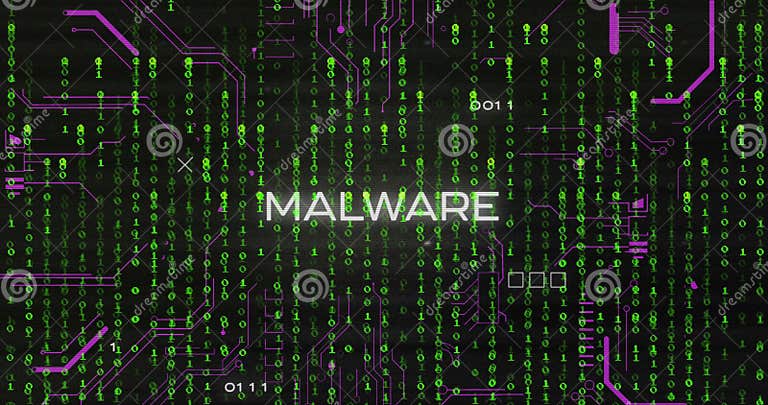 Image Of Malware Text And Binary Coding Data Processing Over Circuit 0005