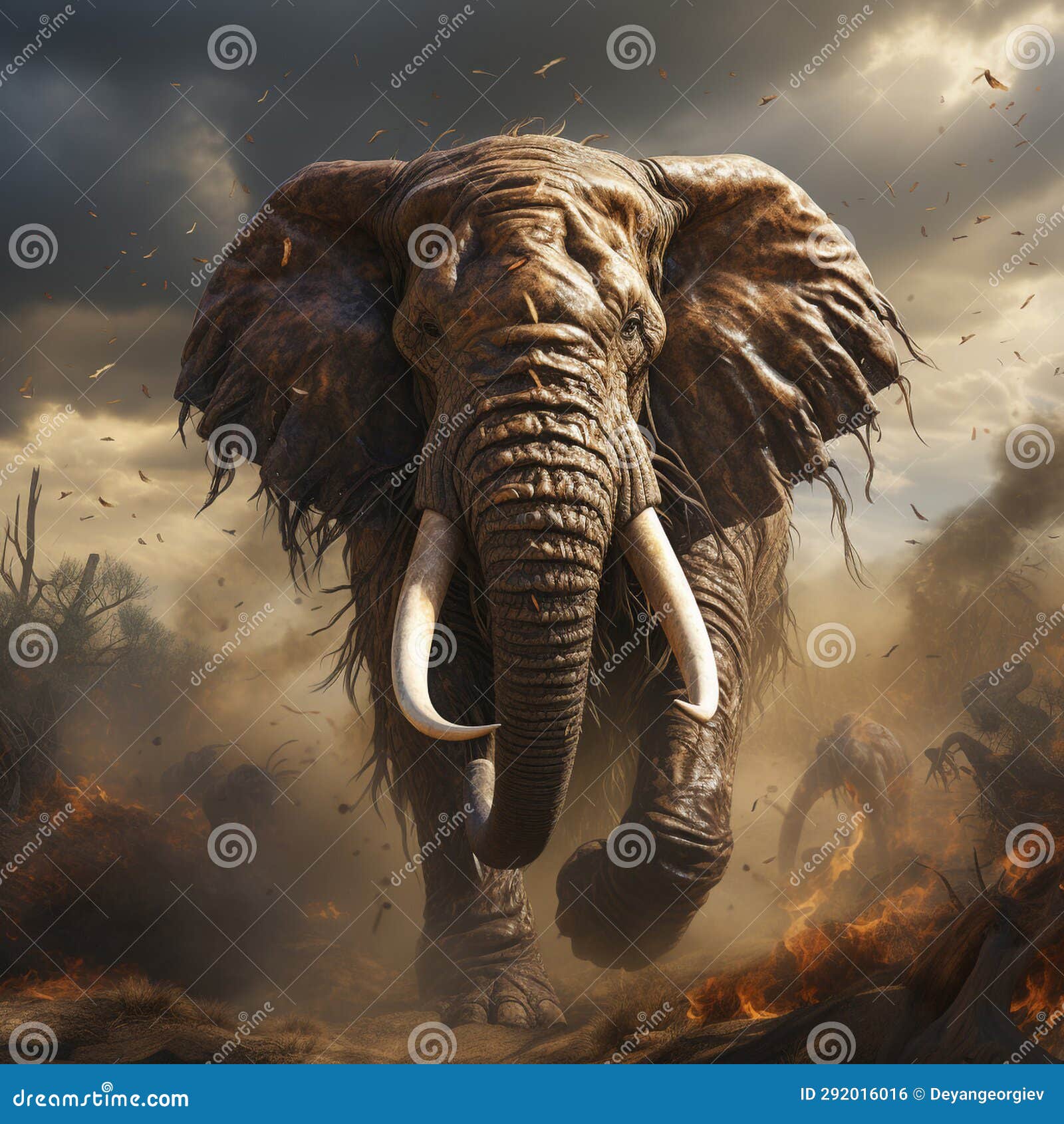 Image of a Mammoth Running. Stock Illustration - Illustration of nature ...