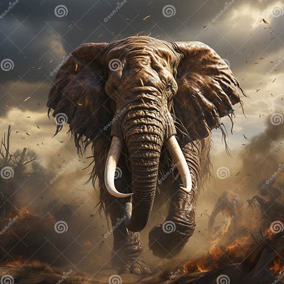 Image of a Mammoth Running. Stock Illustration - Illustration of nature ...