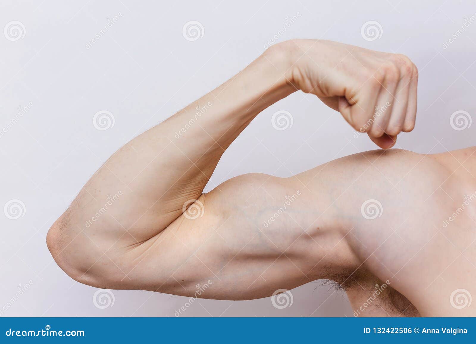 A Man Bicep on a White Background Stock Photo - Image of power ...