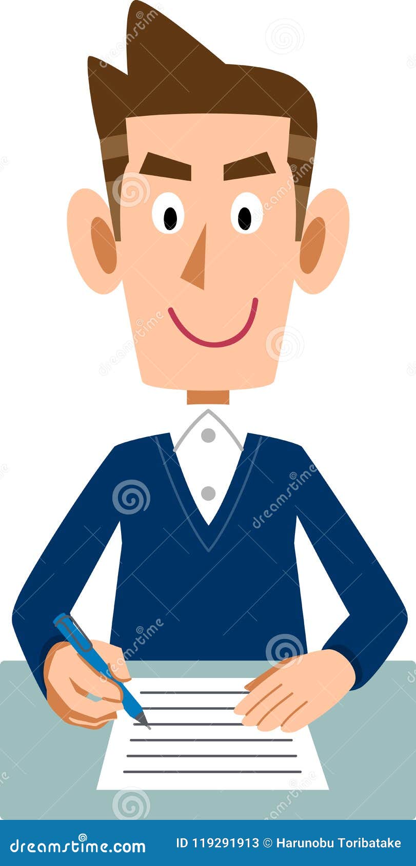 A Man filling in documents stock vector. Illustration of writing ...