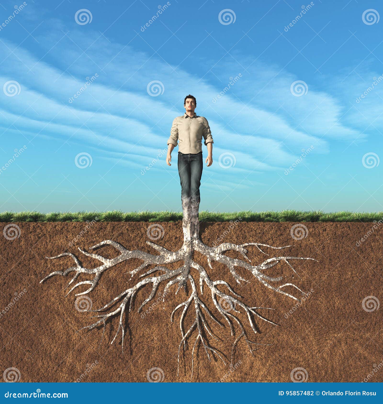Image of a Man that Has Taken Root Stock Illustration - Illustration of ...