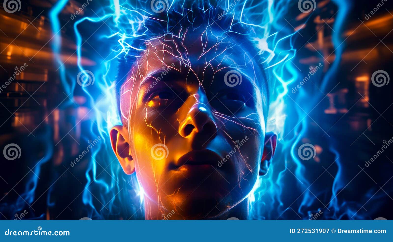 An Image of Man with Lightning in His Head. Generative AI Stock Image ...
