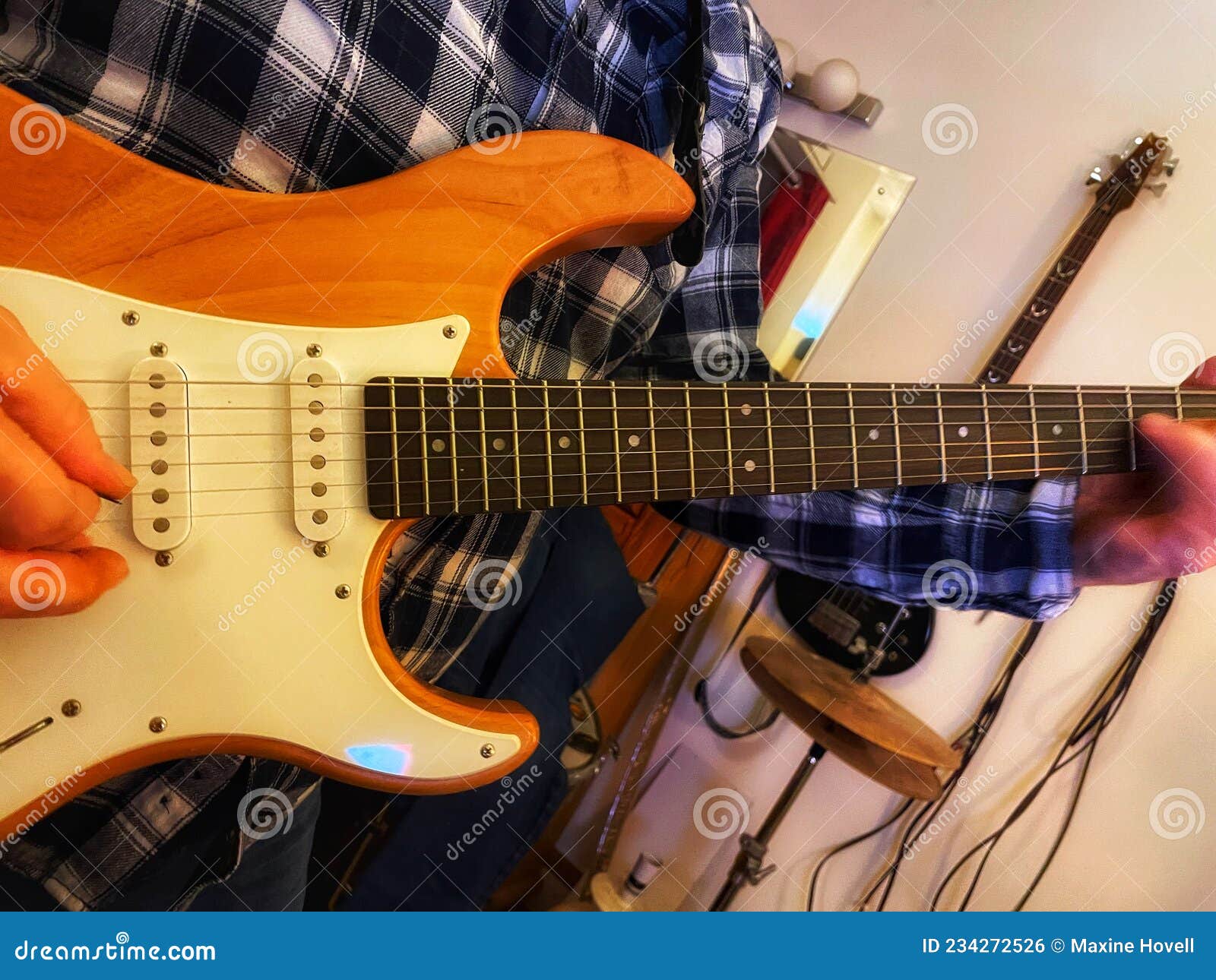 A Man Playing Electric Guitar Stock Photo - Image of musicalinstrument ...