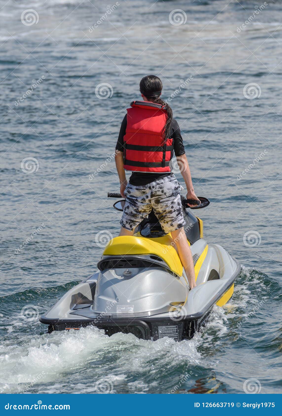 Man is riding a hydrocycle stock image. Image of activity - 126663719